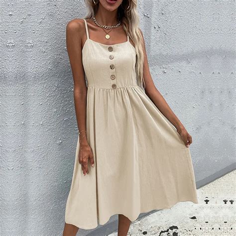 Robe D T Mi Longue Bretelles Speghetti Pour Femme Col Carr