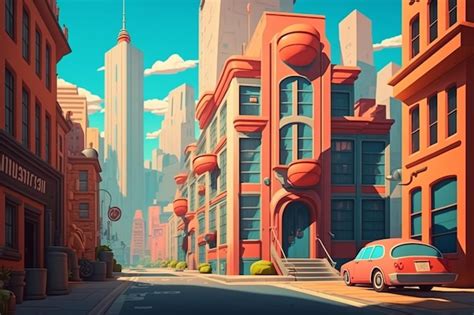 Ilustración paisajes urbanos en estilo de dibujos animados Foto Premium