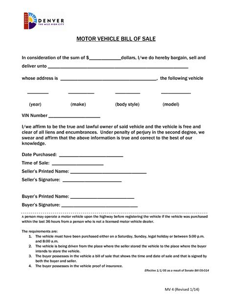 Bill Of Sale Motor Vehicle Templates At Allbusinesstemplates