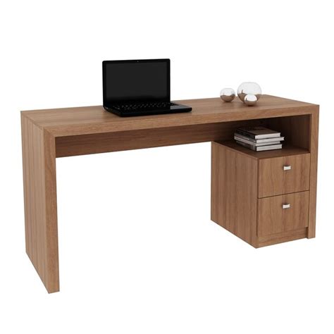 Mesa Para Computador Escrivaninha 2 Gavetas Me4130 Amêndoa Tecno