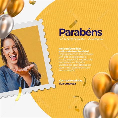 Parabéns Jessica Lima Feliz Aniversário Estimado Funcionário Social