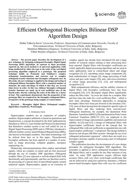 pdf efficient orthogonal bicomplex bilinear dsp algorithm design