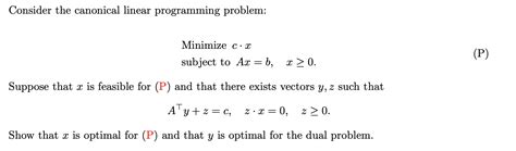 solved consider the canonical linear programming problem