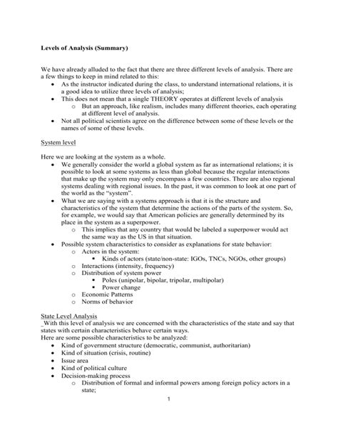 week 2 levels of analysis concept