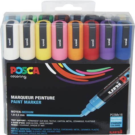 Uni Posca Stiften Basis Colors PC5M 1 8 2 5 Mm Lijn 16 Kleuren Set