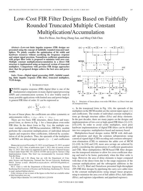62 low cost fir filter designs based on faithfully rounded truncated multiple constant