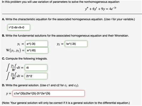 solved in this problem you will use variation of parameters