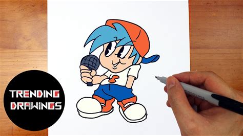Cómo dibujar el personaje FNF MOD Funkhead BF Easy paso a paso