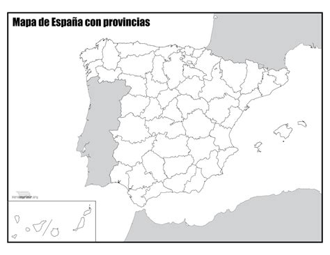 Mapa de España con provincias sin nombres para imprimir Tarjetas Para