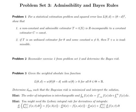solved problem set 3 admissibility and bayes rules problem