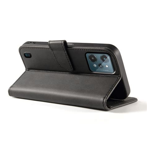etui skórzane z klapką do realme c31 czarne szkło