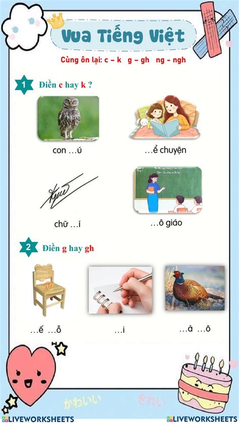 Lớp 1 c k g gh ng ngh worksheet