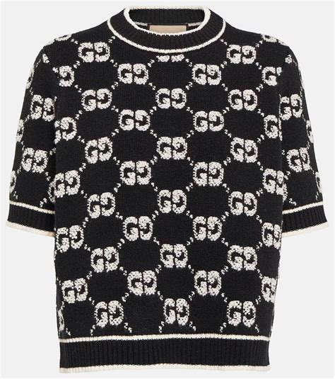GG jacquard wool bouclé top in black Gucci Mytheresa in 2024