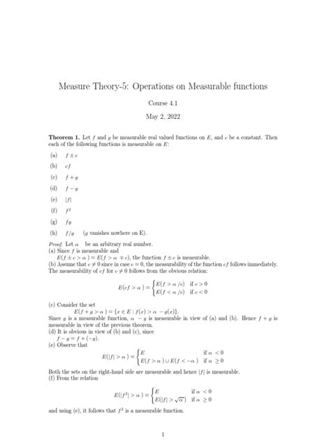 measure class notes 5 pdf function mathematics lebesgue integration