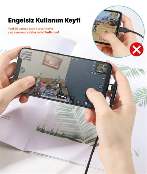 Linktech K594 Safe Type c Usb 90 Derece Gamer Oyuncu Şarj Kablosu