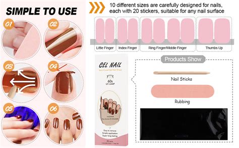 Amazon Kalolary 20PCS Semi Cured Gel Nail Polish Strips Dark Red