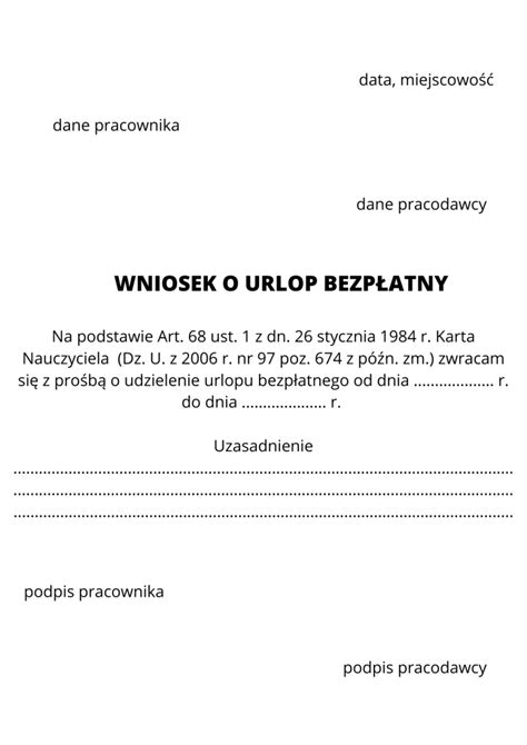 Wniosek O Urlop Wzor