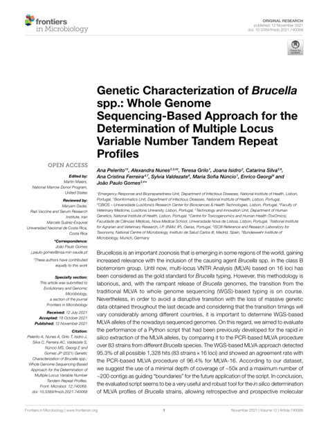 pdf genetic characterization of brucella spp whole genome sequencing based approach for the