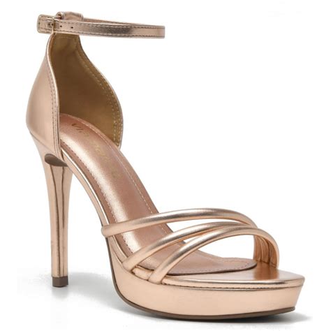 Sandália Via Marte Salto Fino Alto Feminina Rouge Metalizado GODIVA