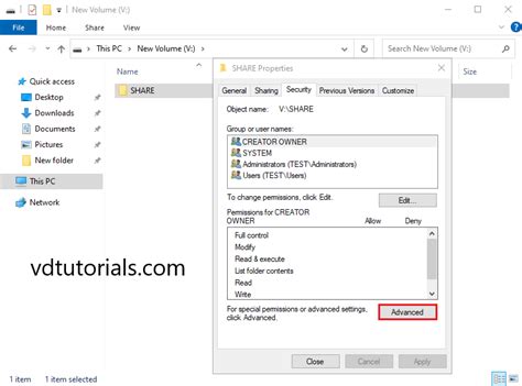 Configure Permissions On A Shared Folder Windows Server 2022 VD
