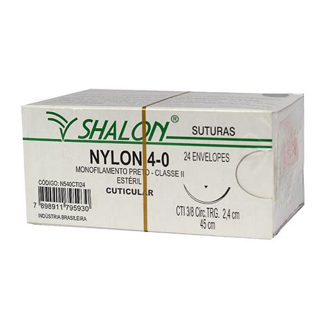 Fio Sutura Nylon Preto Cuticular Tam 4 0 45cm C 24un Shalon 4 0 45cm