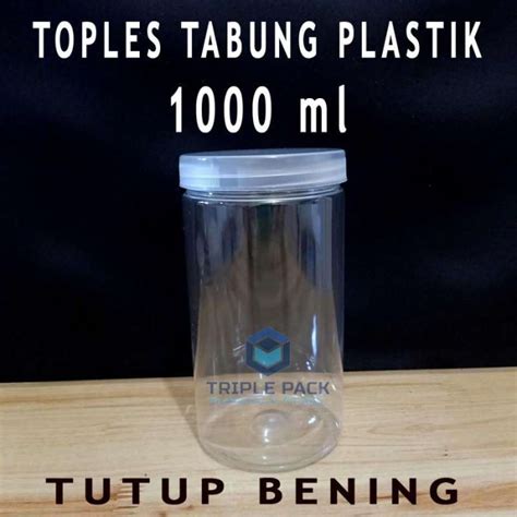 Jual Toples Tabung Plastik 1000 Ml Jar Plastik Cylinder 1 Liter Food
