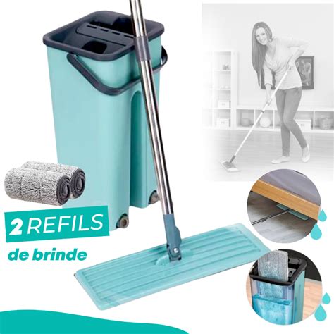 Flat Mop Refis Esfreg O Balde Rodo M Gico Lava Seca Tira P