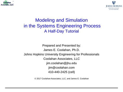 pdf modeling and simulation in the systems engineering process · modeling and simulation in