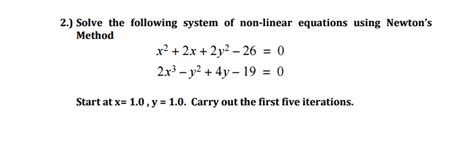 solved 2 solve the following system of non linear