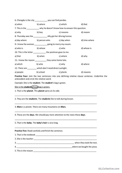 Defining Relative Clause 2 General G English ESL Worksheets Pdf Doc