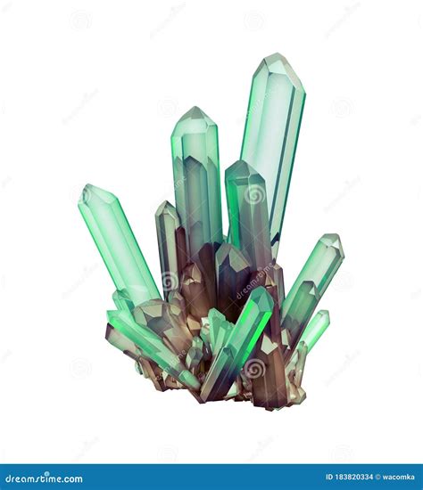 3d Render Digital Illustration Abstract Green Crystals Faceted Gem