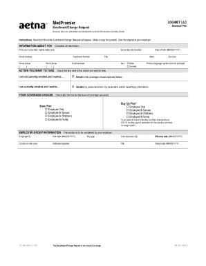 Fillable Online Aetna Employee Enrollment Change Request Large Group