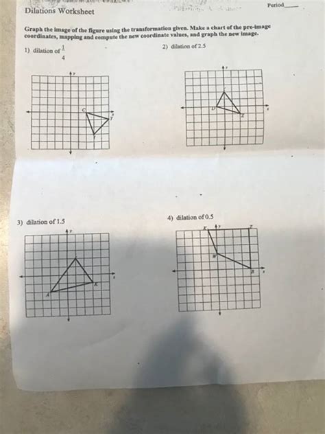 solved dilations worksheet period graph the image of the figure using the 1 answer