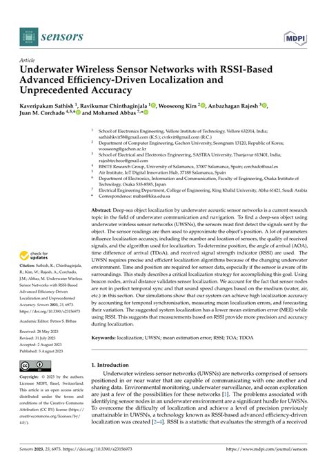 pdf underwater wireless sensor networks with rssi based advanced efficiency driven