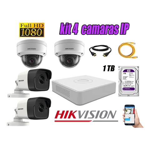 Ripley HIKVISION CÁMARAS DE SEGURIDAD KIT 4 IP POE DISCO 1TB WD
