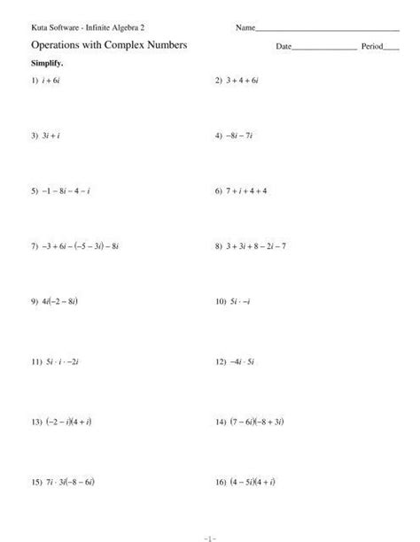 complex numbers worksheet algebra 2