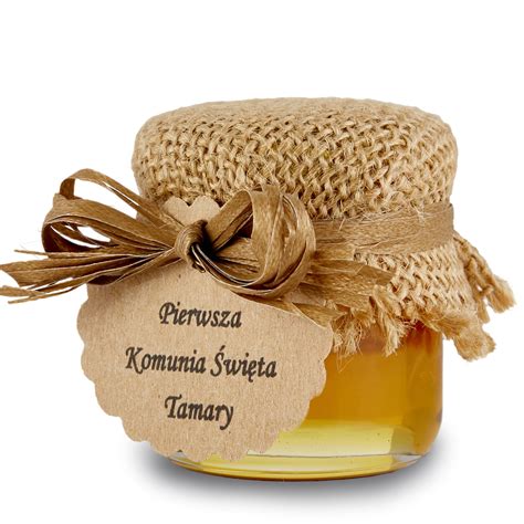 Komunia podziękowania dla gości miód miodek słoiczek z naturalnym