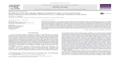 evidence for the body appreciation scale s measurement equivalence invariance between u s