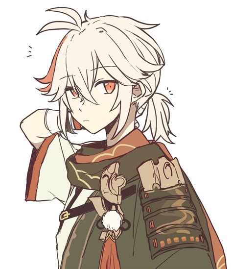 Safebooru 1boy Arm Behind Head Armor Bandaged Arm Bandages Bangs