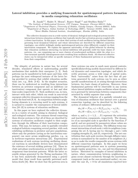 pdf lateral inhibition provides a unifying framework for spatiotemporal pattern formation in
