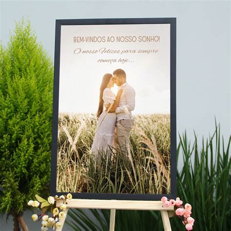 Quadro Placa Recepção De Casamento Foto do Casal Bem vindos ao nosso