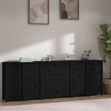 Far Buffets Bahuts Buffet Noir X X Cm Bois Massif De Pin