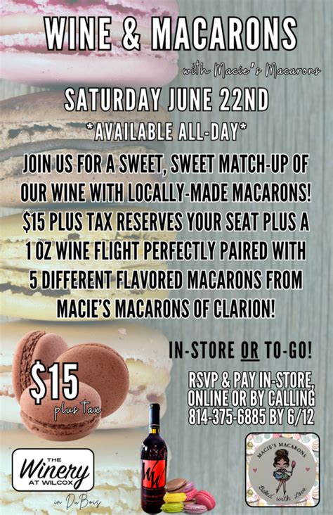 Wine Macarons Dubois The Winery At Wilcox