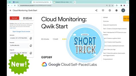 New Cloud Monitoring Qwik Start Qwiklabs Gsp
