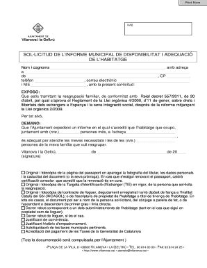 Fillable Online Vilanova Sol Licitud D Informe Municipal De