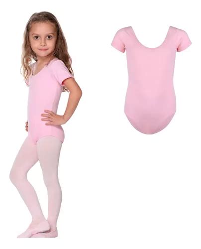 Collant Meia Manga Ballet Infantil Body Balé Dança Premium