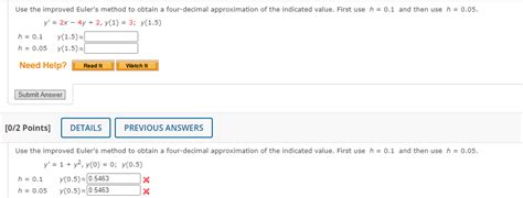 solved use the improved euler s method to obtain a
