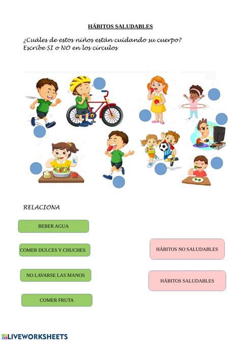 Hábitos saludables Ficha interactiva Classroom Online activities