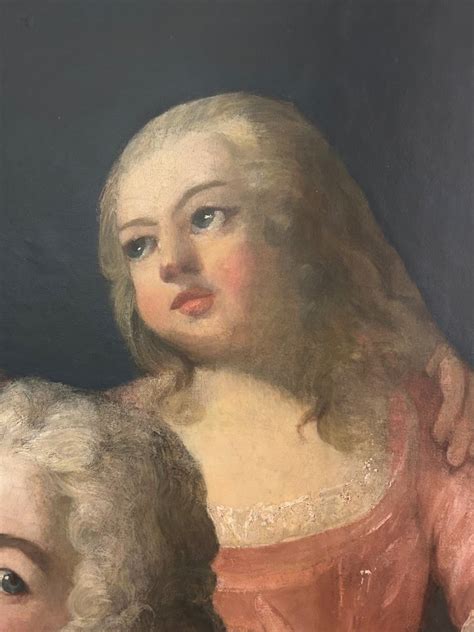 Proantic Huile Sur Toile grand Portrait Denfants époque Louis X