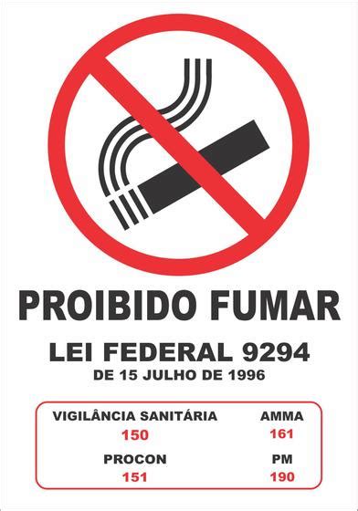 Placa Proibido Fumar Lei Federal X Cm Ps Mm Fundo Branco